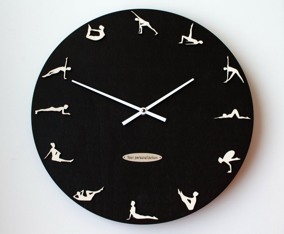 Large Wall Clock 20 50cm Personalized Pilates Wood Clock Yoga ...