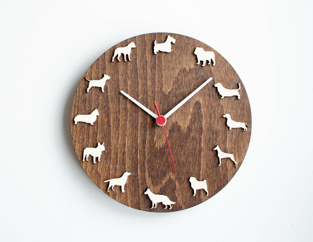 Dog Clock With Different Breeds Set1 | Dog Family Gift | Pet Lovers ...
