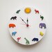 White Safari Clock African Colored Animals Giraffe Lion Hippo | Etsy