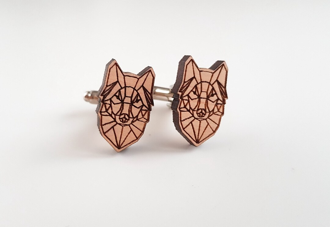 Geometric Wolf Cufflinks Gift for Man, Men Jewelry With Modern Art ...