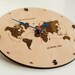 World Map Clock Travel Wooden Wall Clock Wanderlast Gift - Etsy