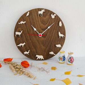 Woodland Wall Clock forest animal Bear Elk Fox Hare Owl clock | Etsy