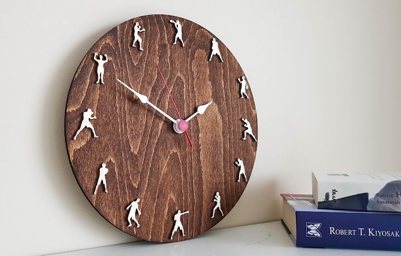 Boxing Clock Wall Clock With Boxers Martial Arts Home Decor | Etsy