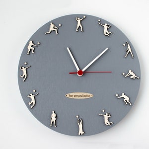 Volleyball Wood Clock, Wall Clock With Volleyball Players in Different ...