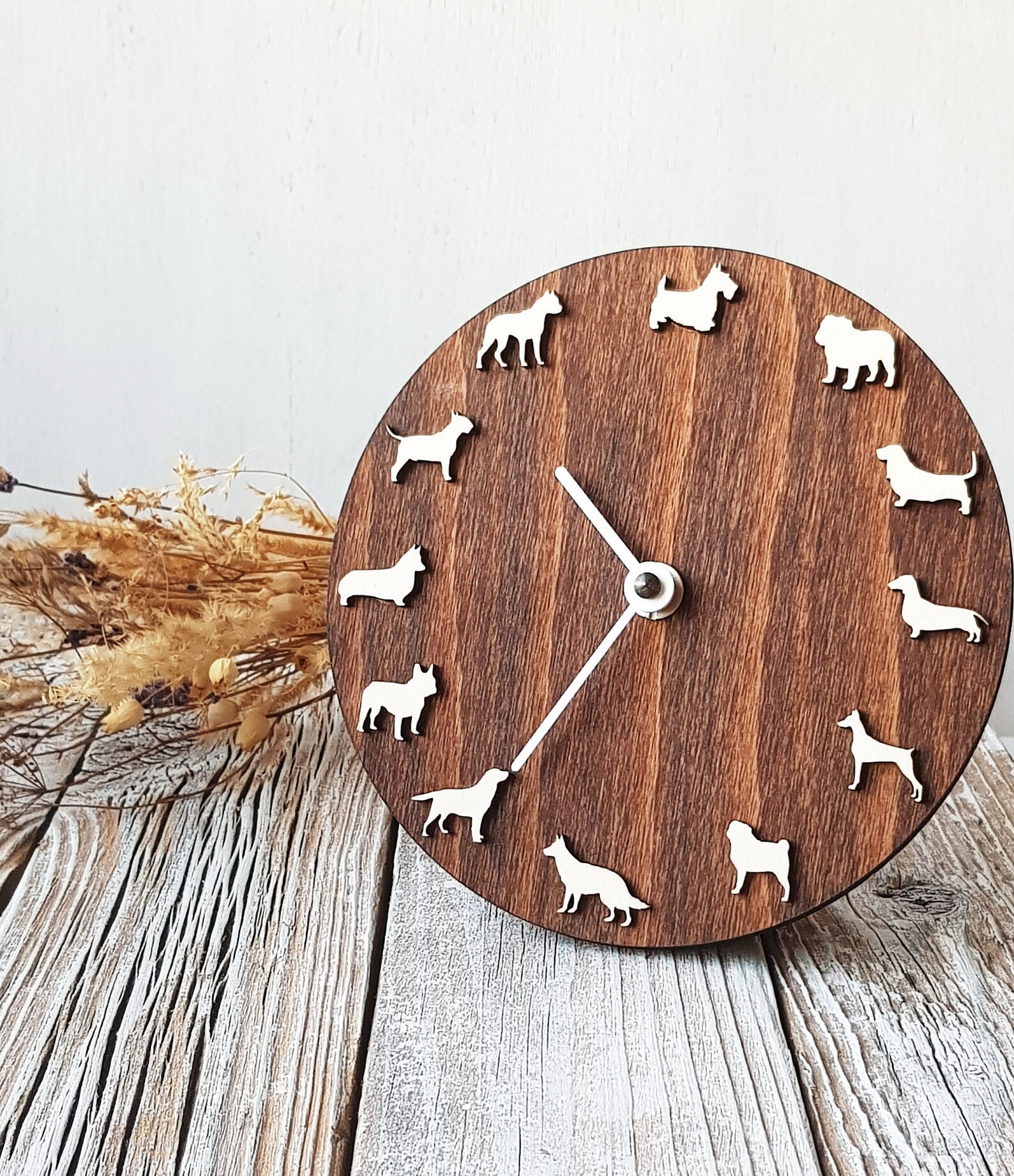 Desk Clock With Dogs, Dog Clock With Different Breeds Pet Lovers Gift ...