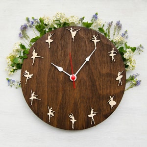 Ballet Wood Clock | Wall Clock With Dancing Figures Ballerinas ...