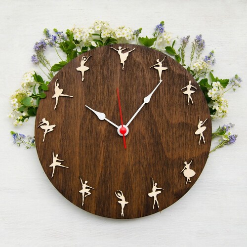Ballet Wood Clock Wall Clock With Dancing Figures Ballerinas - Etsy