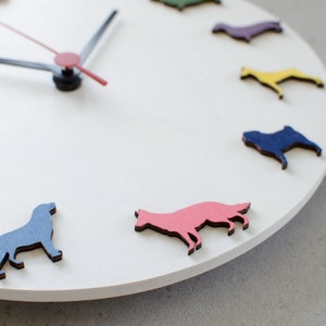 White Clock With Colored Dogs, Wall Hanging Colorful Dogs Clock, Eco ...