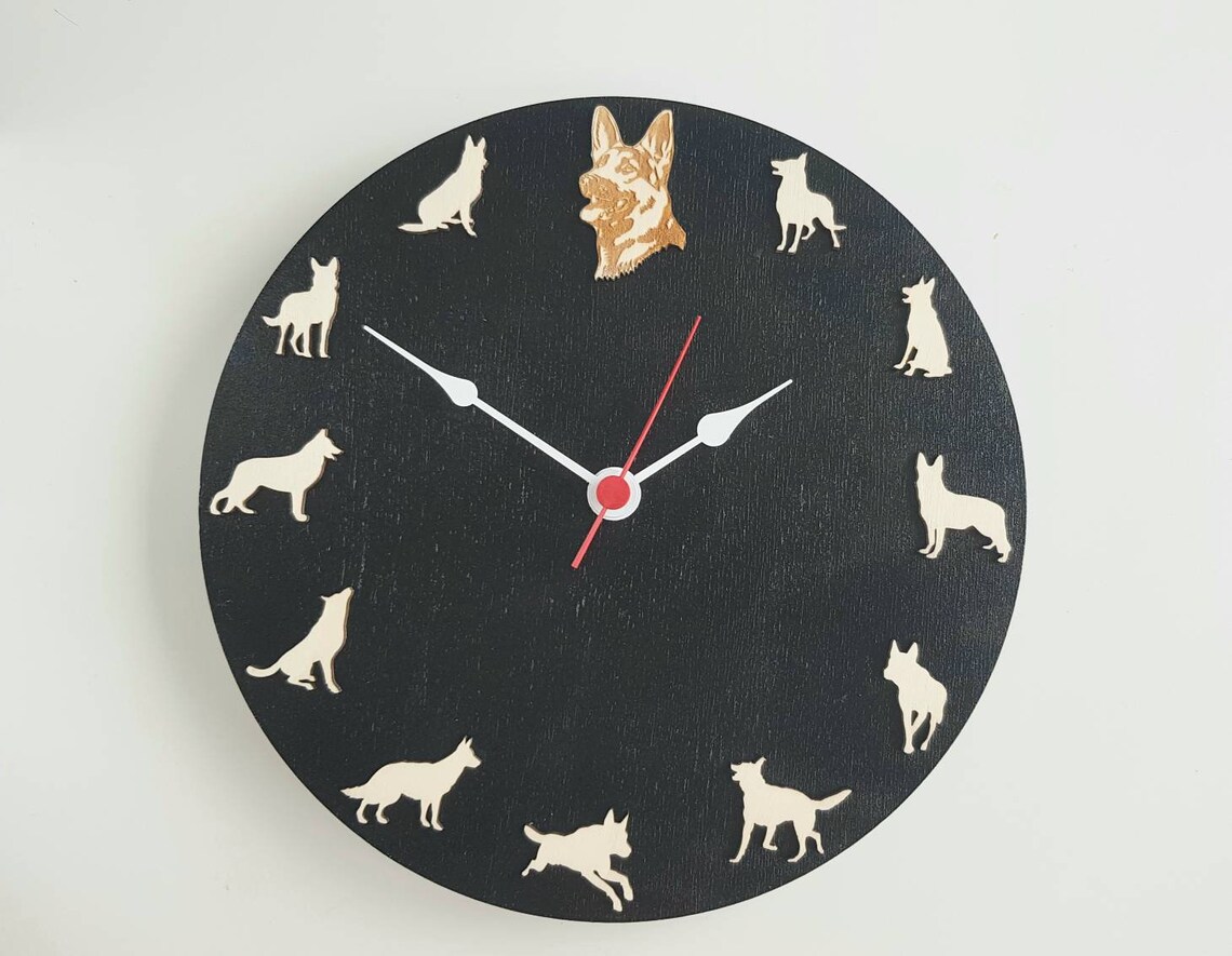 German Shepherd Portrait Clock Different Colors and Sizes - Etsy