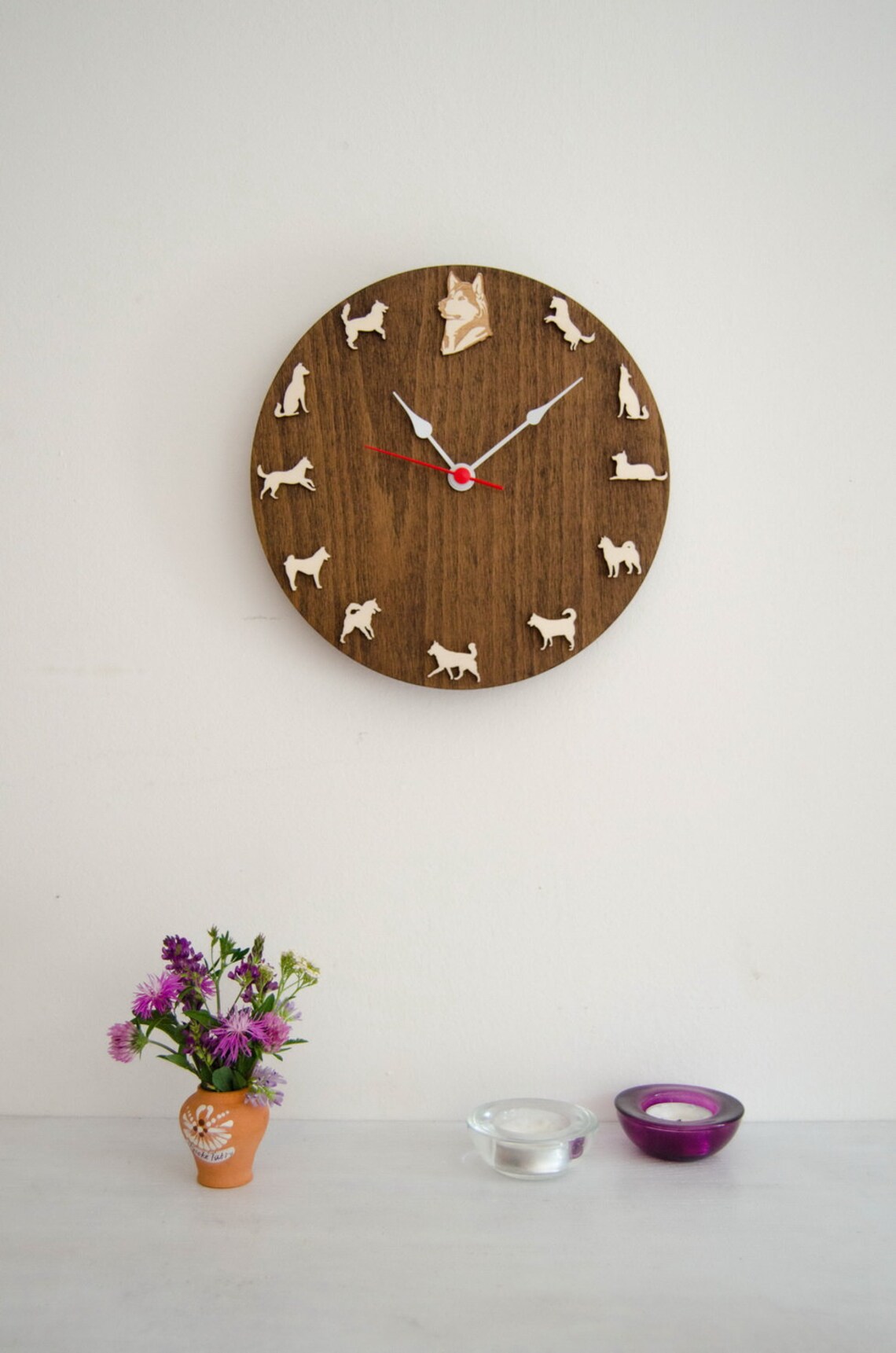 Husky Portrait Wood Clock Family Dog Love Husky Art Wall - Etsy