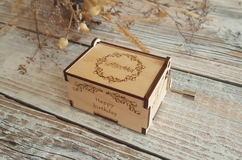 Personalized Wood Music Box Wooden Box With Name in Rustic - Etsy