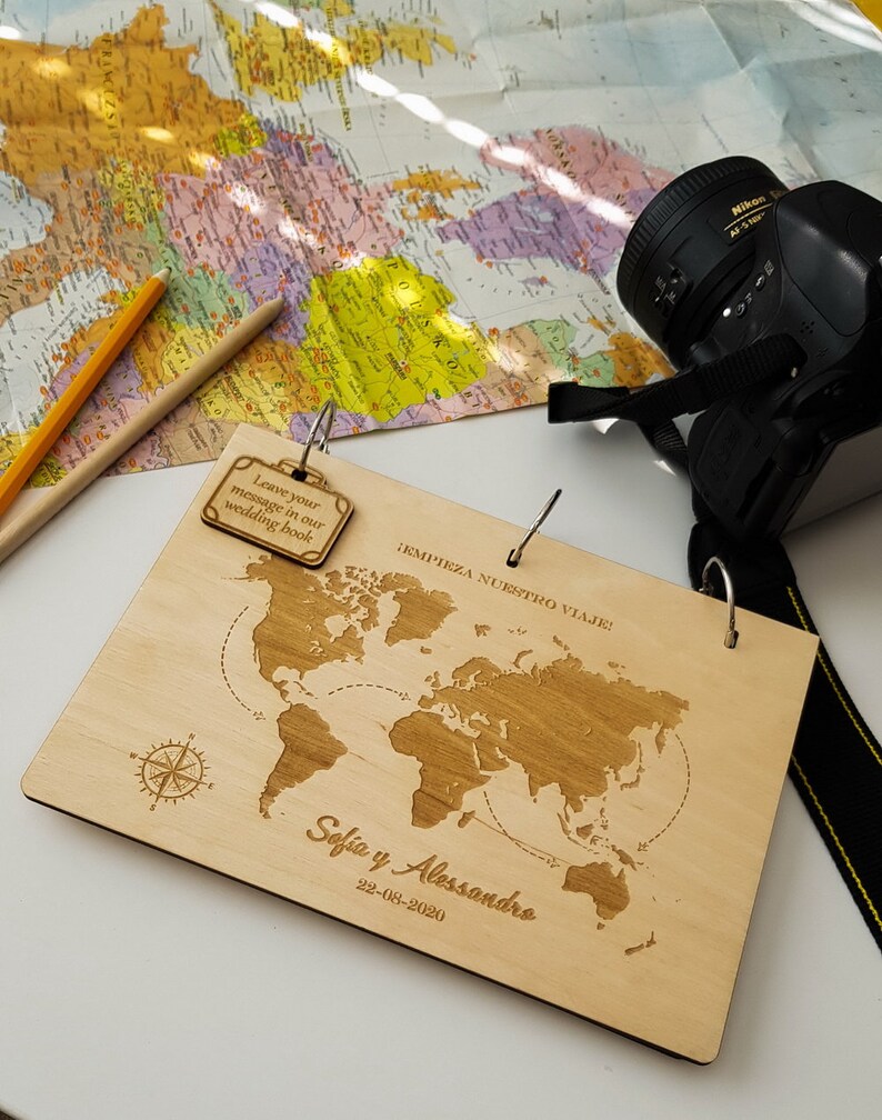 World Map Guestbook Travel Wedding Album Destination - Etsy