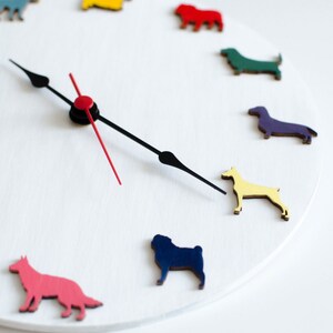 White Clock With Colored Dogs Wall Hanging Color Clock Eco - Etsy