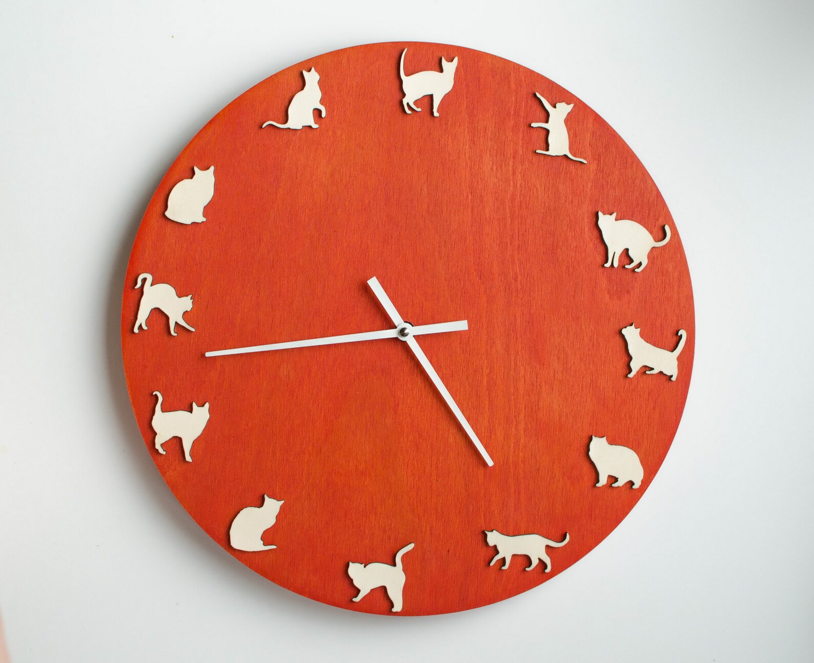 Cat Clock Wood Wall Cat Clock Cat Lovers Gift Cute Cat - Etsy