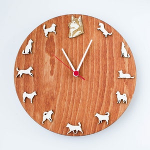 Husky Portrait Wood Clock | Family Dog Love | Husky Art Wall Decor ...