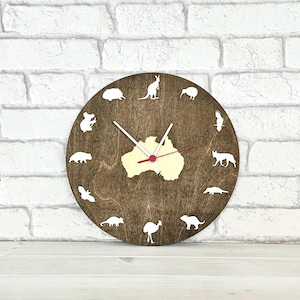 Australia Animals Clock | Wooden Australia Map Clock | Kangaroo Koala ...