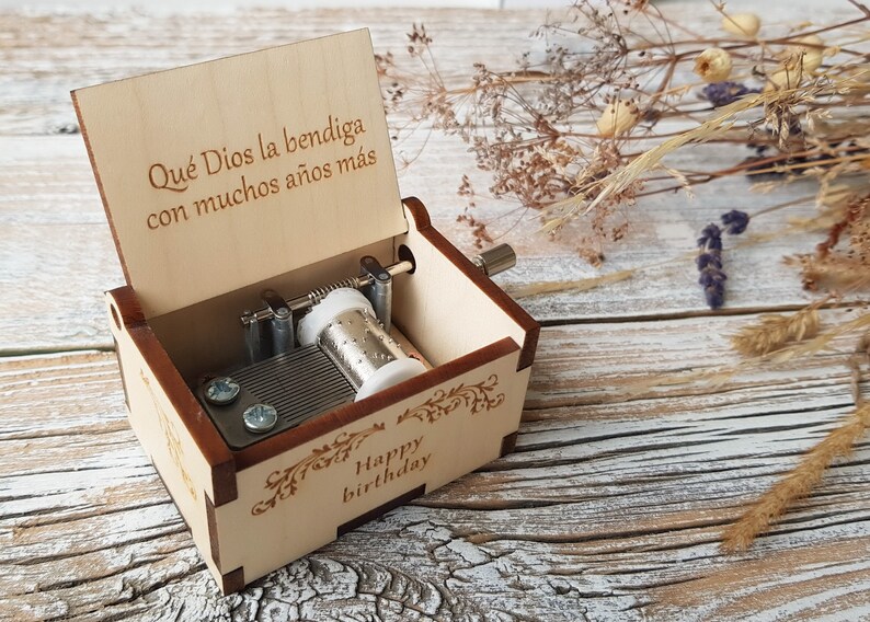 Personalized Wood Music Box Wooden Box With Name in Rustic | Etsy