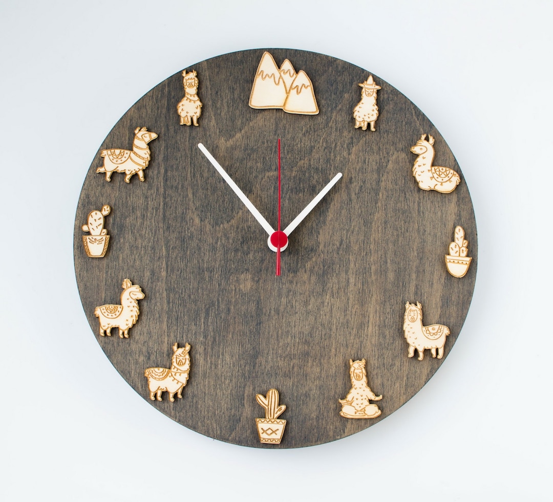 Lama Clock Designer Clock, Lama Cactus Art Decor | No Drama Llama Kid ...