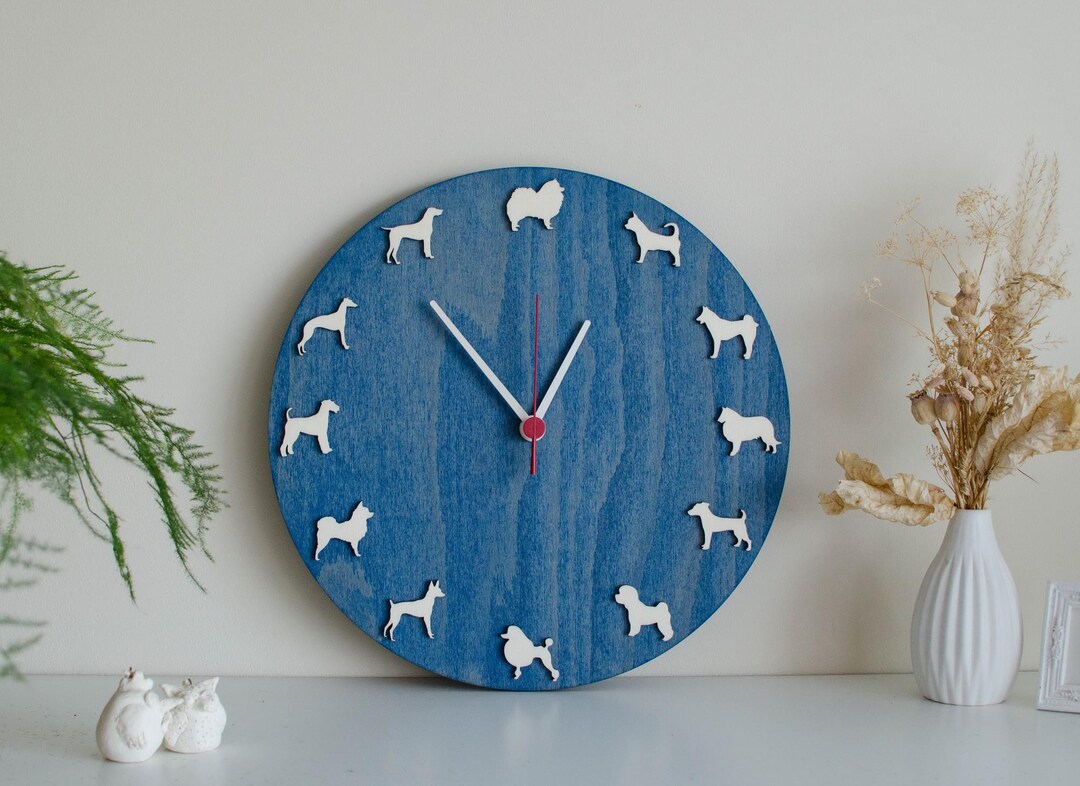 Dog Breed Wooden Wall Clock, Spitz, Chihuahua, Poodle - Etsy
