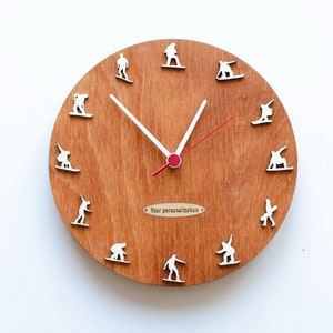 Snowboarding Wood Clock Wall Clock With Snowboarders | Snowboard Winter ...
