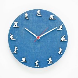 Snowboarding Wood Clock Wall Clock With Snowboarders | Snowboard Winter ...