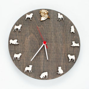 Pug Clock Pug Portrait Wood Clock Animal Wall Clock Gift for - Etsy