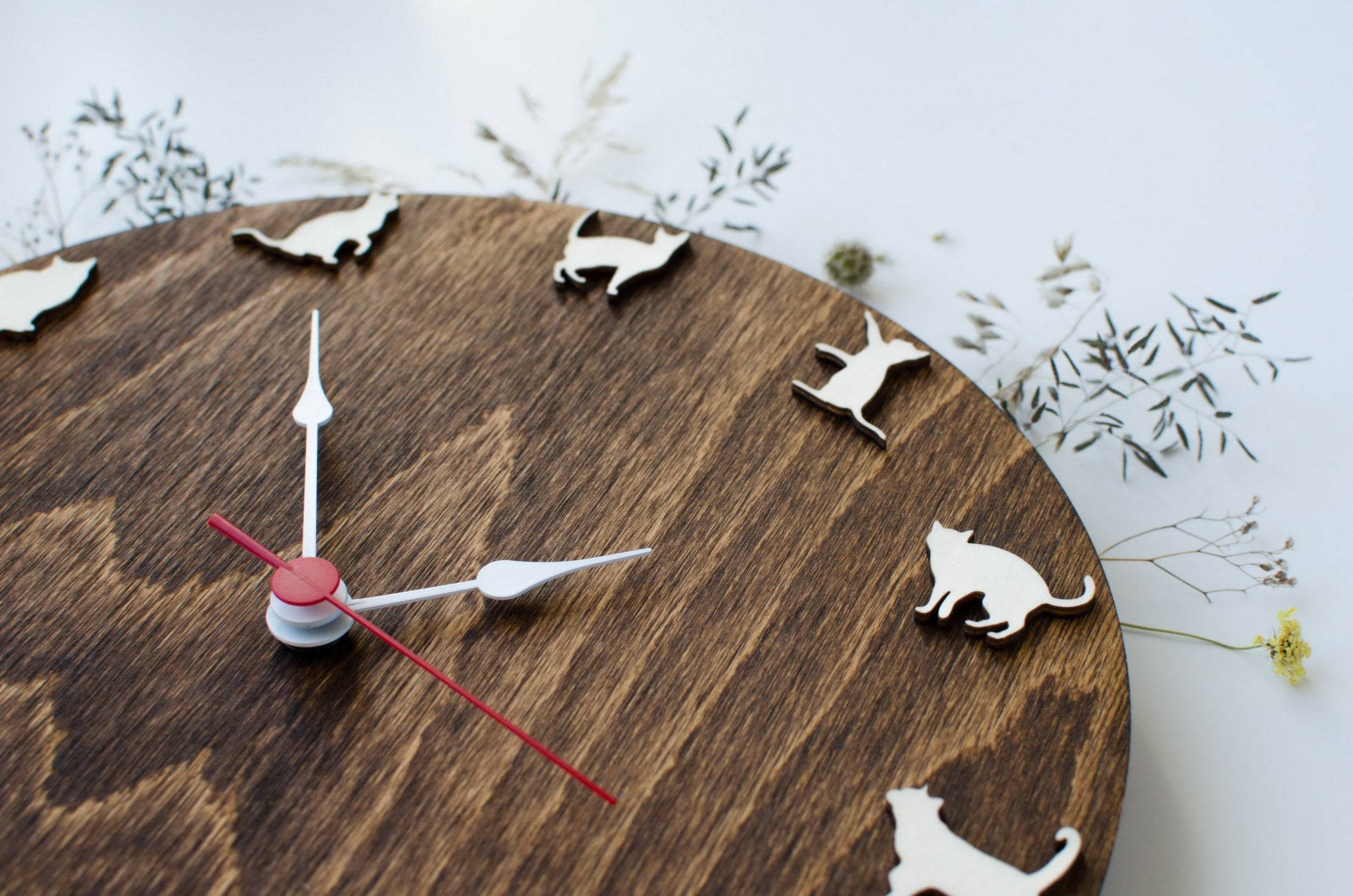 Cat Clock Wood Wall Cat Clock Cat Lovers Gift Cute Cat - Etsy