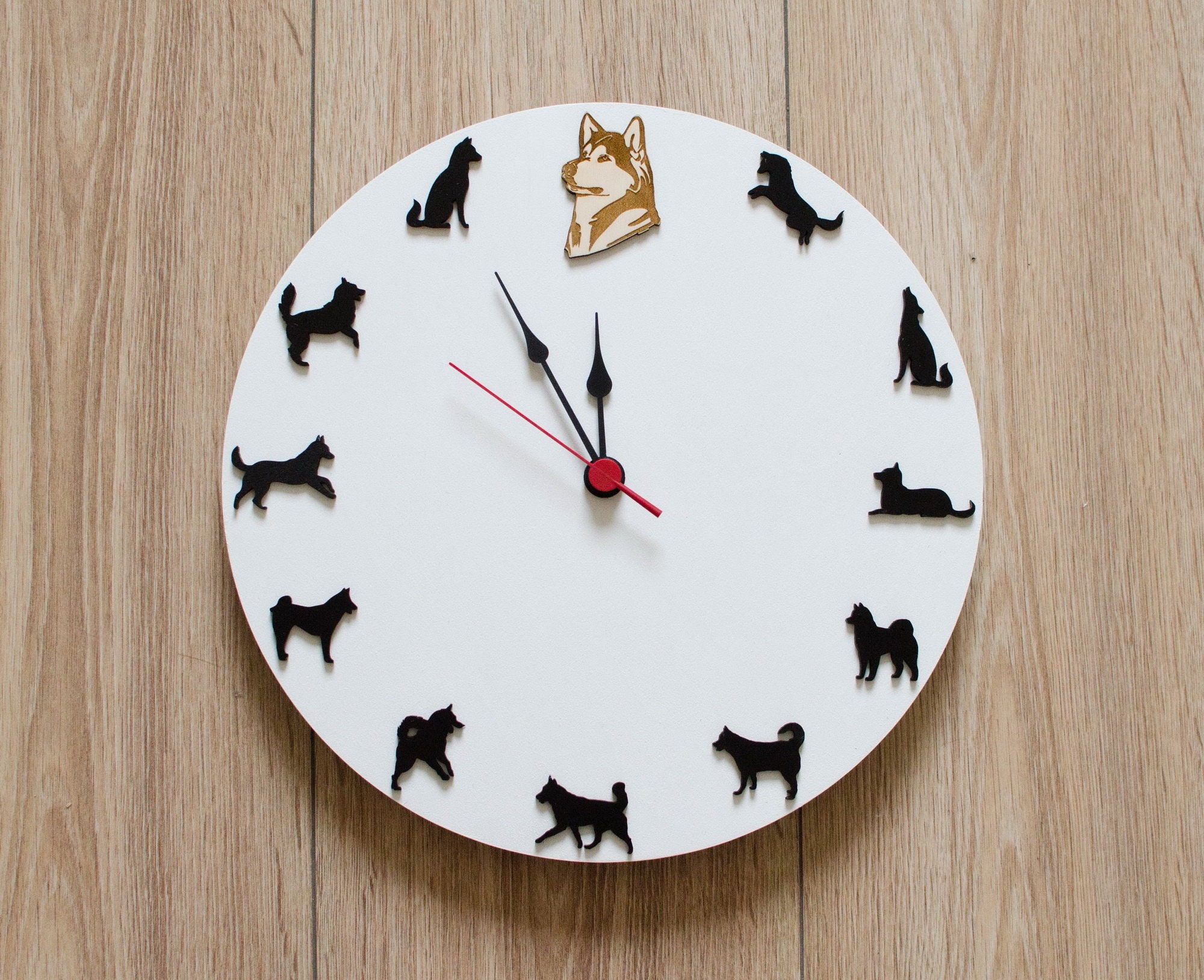 Husky Portrait Wood Clock Family Dog Love Husky Art Wall - Etsy