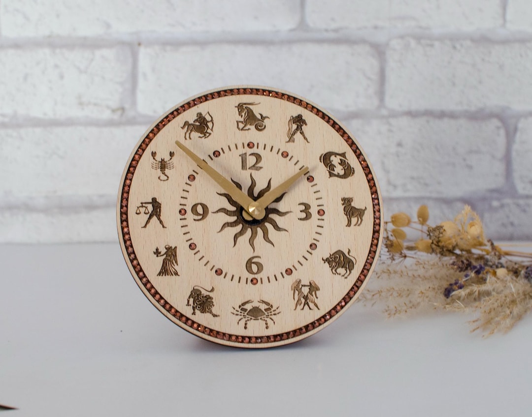 Zodiac Crystal Desk Clock — Astrology Gift for Her - Etsy