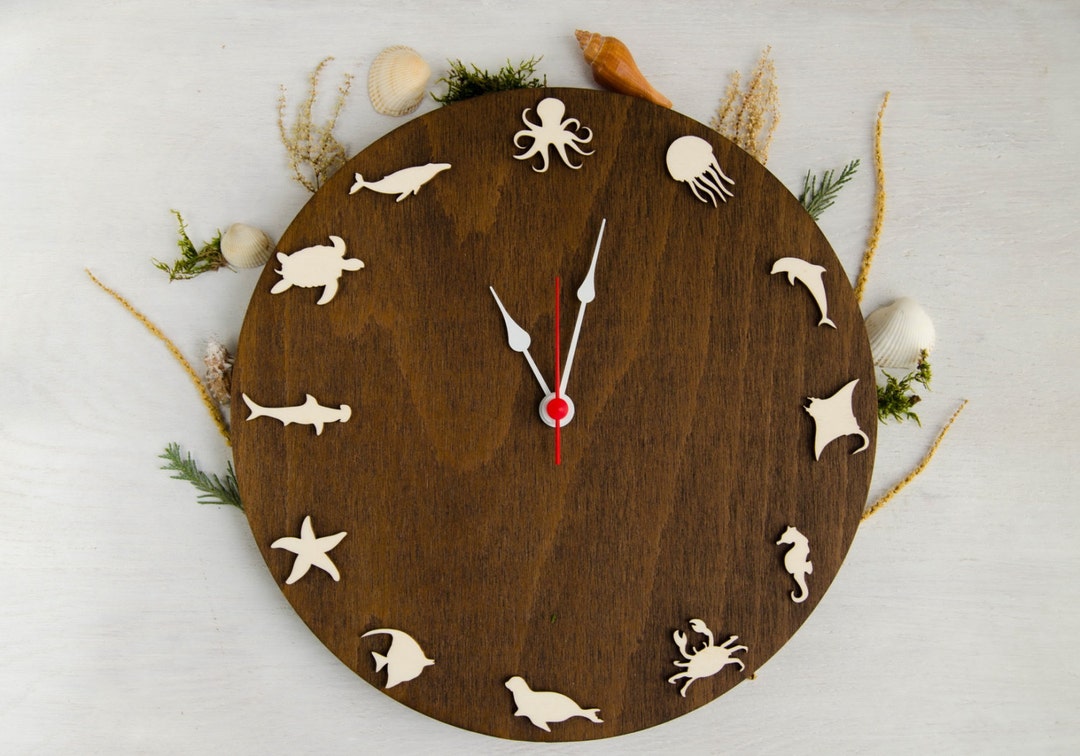 Ocean Animal Wall Clock: Handmade Wooden Marine Life Decor - Etsy