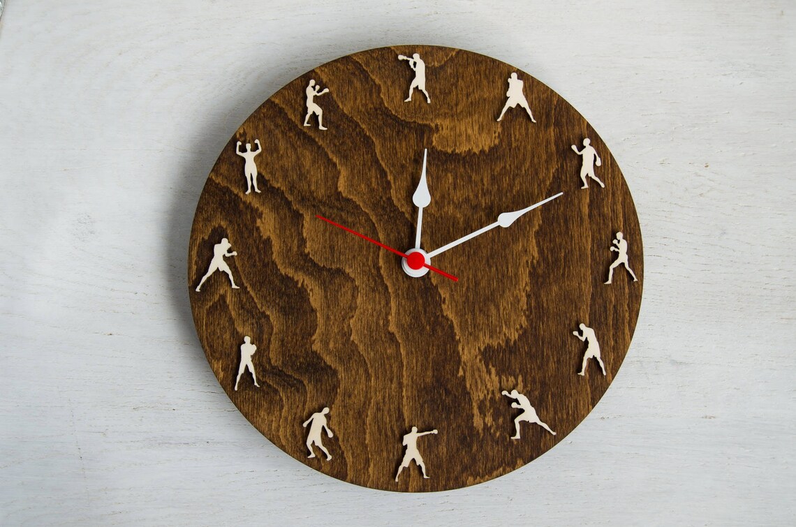 Boxing Clock Wall Clock With Boxers Martial Arts Home Decor | Etsy