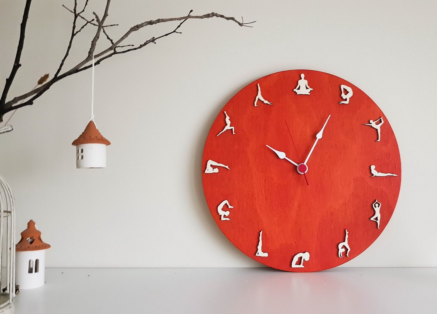 Yoga clock Yoga gift wood wall clock Zen Om gift for yoga - Etsy España