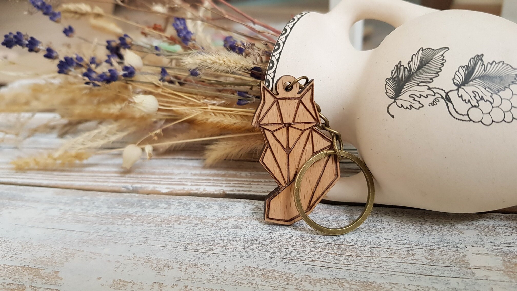 Fox Geometric Keychain Modern Animal Design of Keychain | Etsy