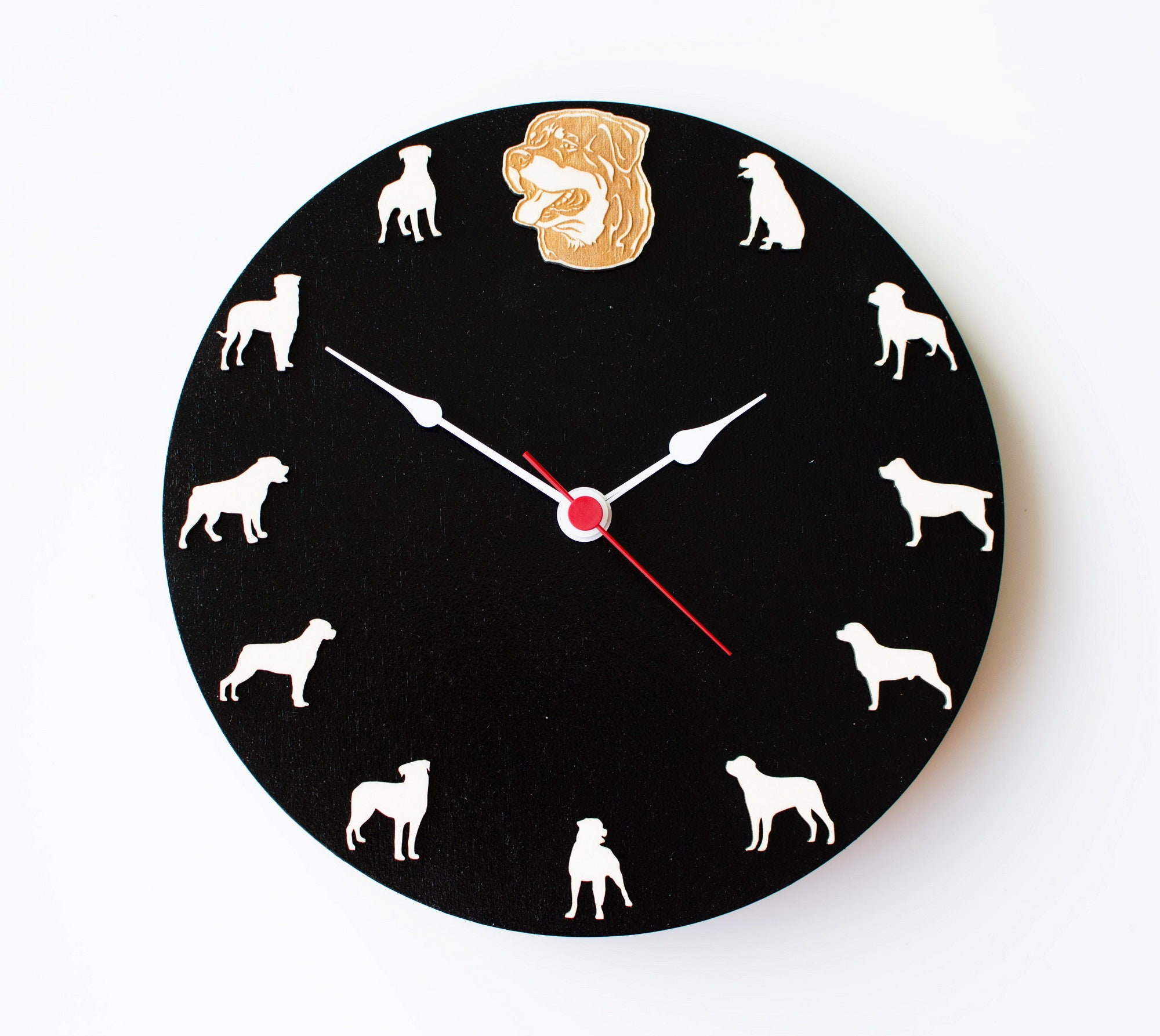 Rottweiler Portrait Wood Clock Family Dog Love Rottweiler - Etsy