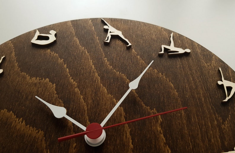 Pilates clock Pilates Yoga Stretching wood wall clock | Etsy