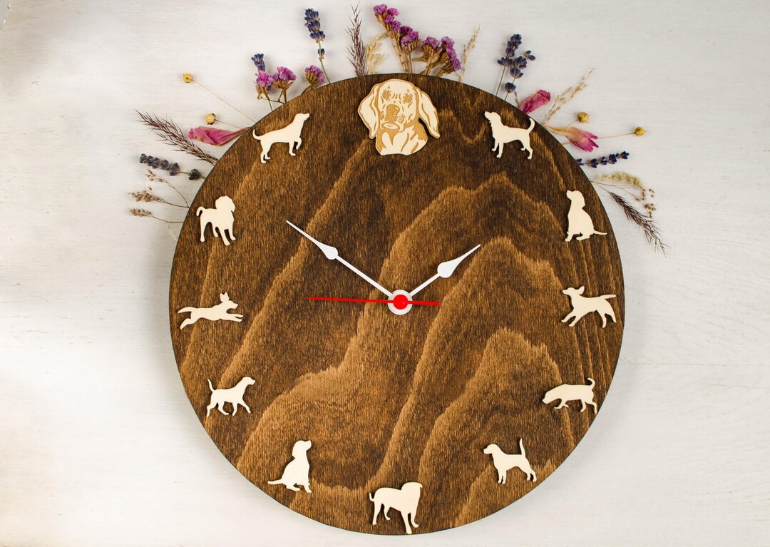 Beagle Dog Clock | Beagle Portrait Clock | Gift for Dog Lovers | Wood ...