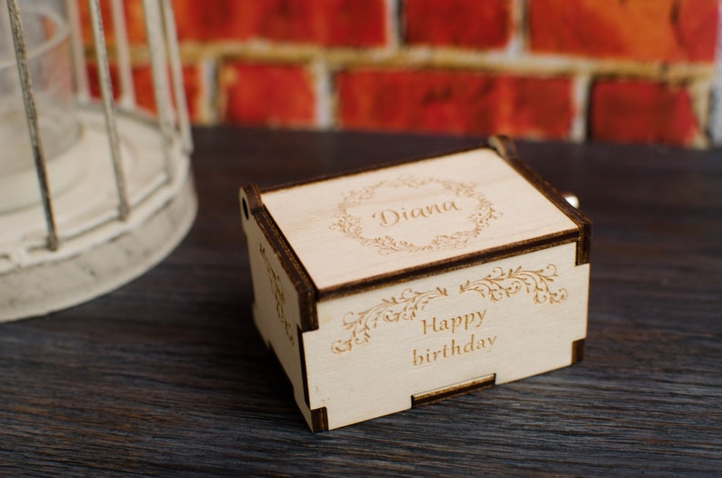 Personalized Wood Music Box Wooden Box With Name in Rustic | Etsy
