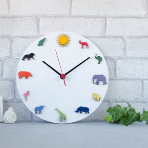 Africa Wood Wall Clock White Color, Safari Clock African Colored ...