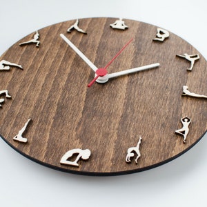 Yoga clock Yoga gift wood wall clock Zen Om gift for yoga lover vegan ...