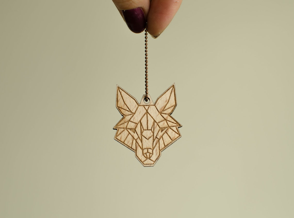 Fox Head Geometric Keychain Modern Animal Design of Keychain - Etsy