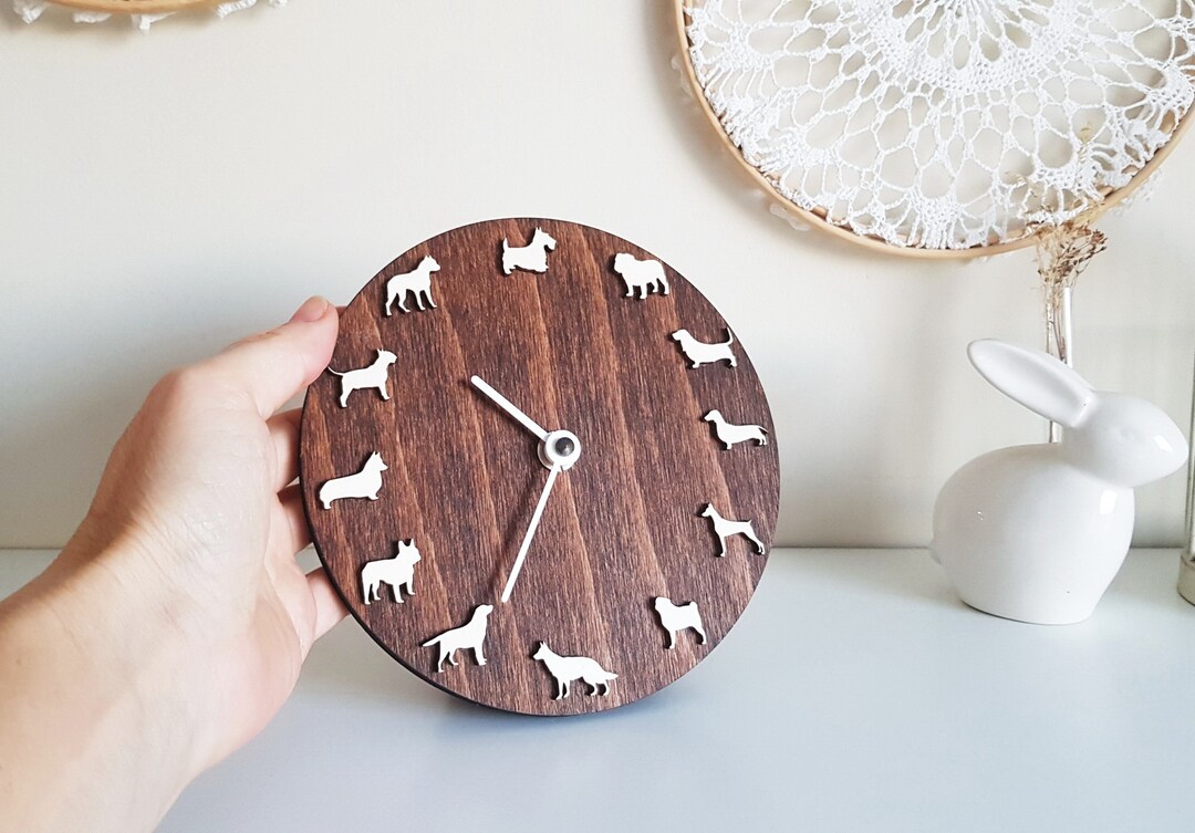 Desk Clock With Dogs, Dog Clock With Different Breeds Pet Lovers Gift ...