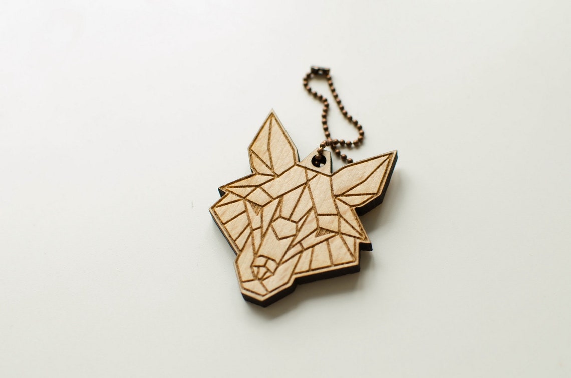 Fox Head Geometric Keychain Modern Animal Design of Keychain - Etsy
