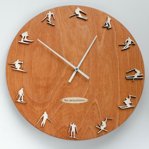 Ski Wood Clock Ski Decor Skier Wall Art Decor Gift for Extreme Sports ...