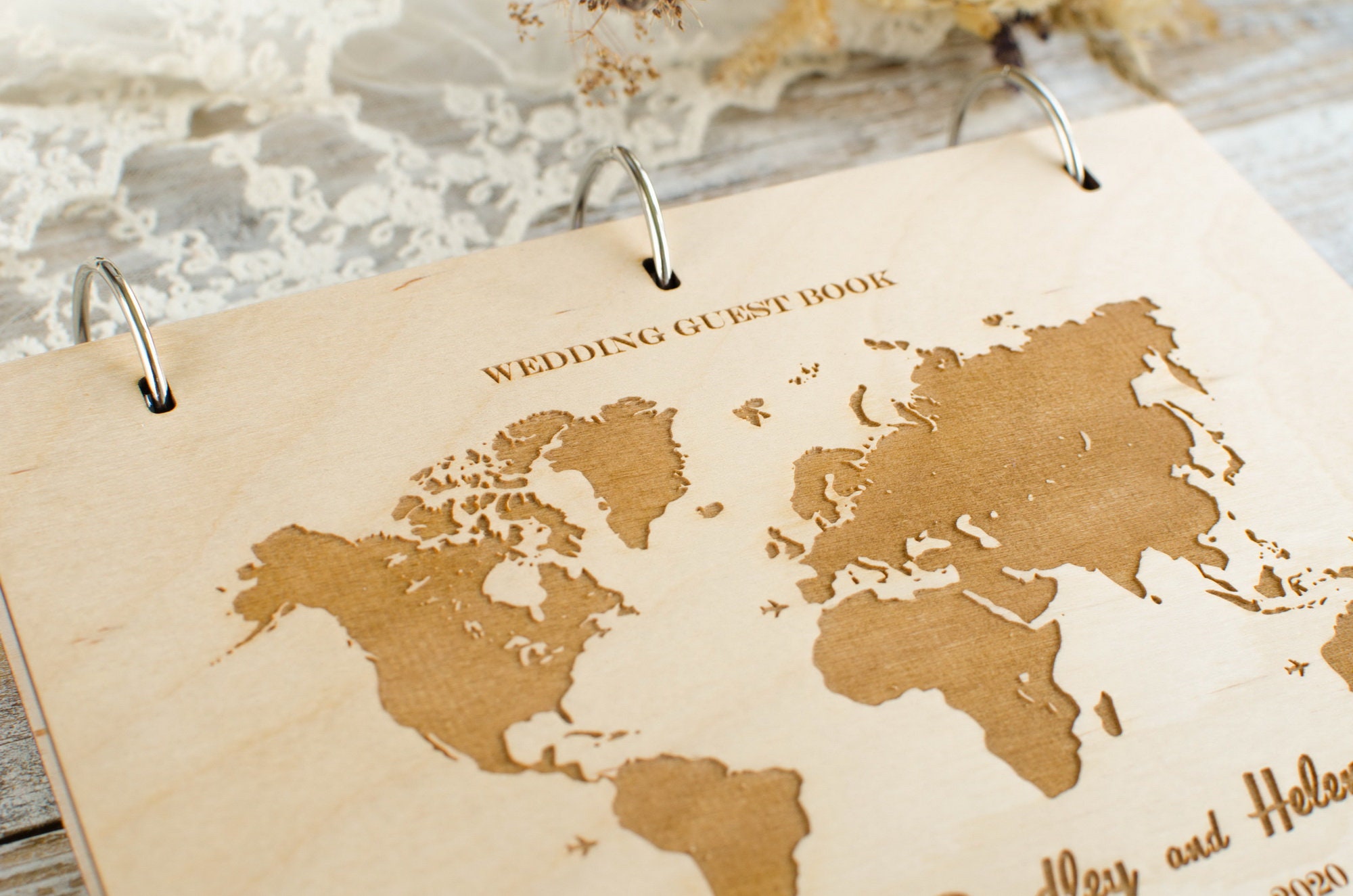 World Map Guestbook Travel Wedding Album Destination - Etsy