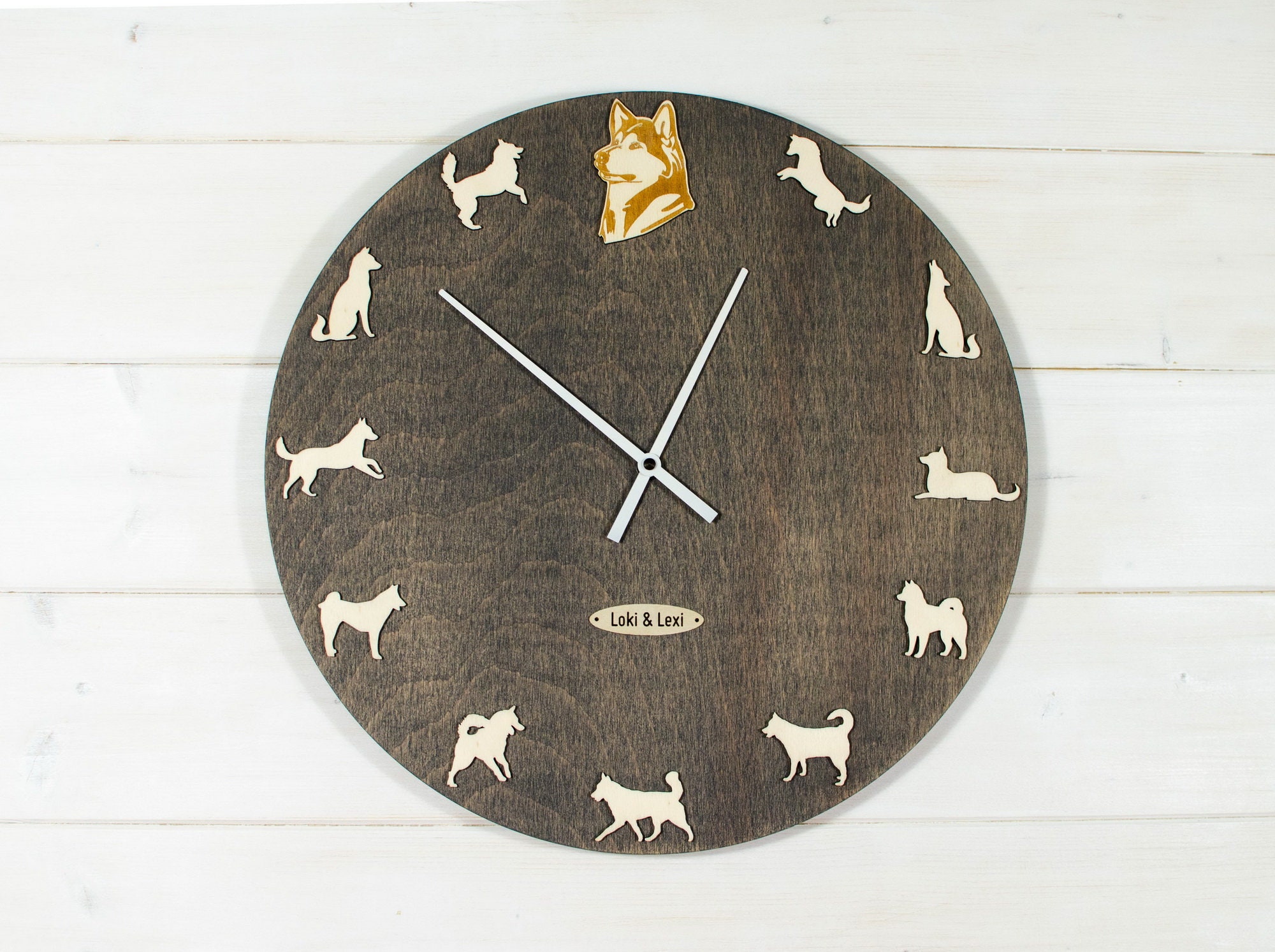 Husky Portrait Wood Clock Family Dog Love Husky Art Wall - Etsy