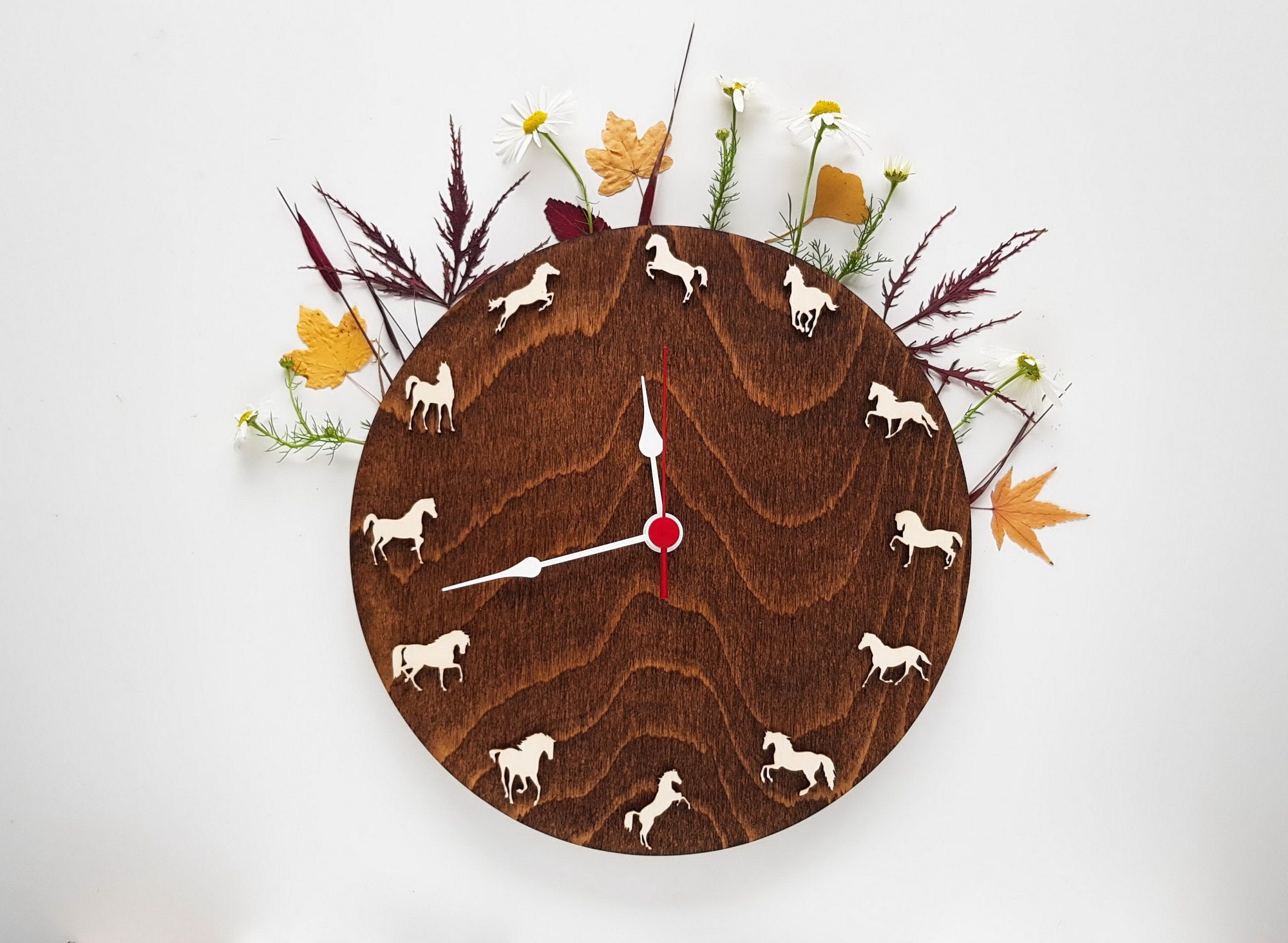 Horse Wood Wall Clock Home Art Decor With Horses Reared - Etsy