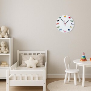 White Clock With Colored Dogs, Wall Hanging Colorful Dogs Clock, Eco ...