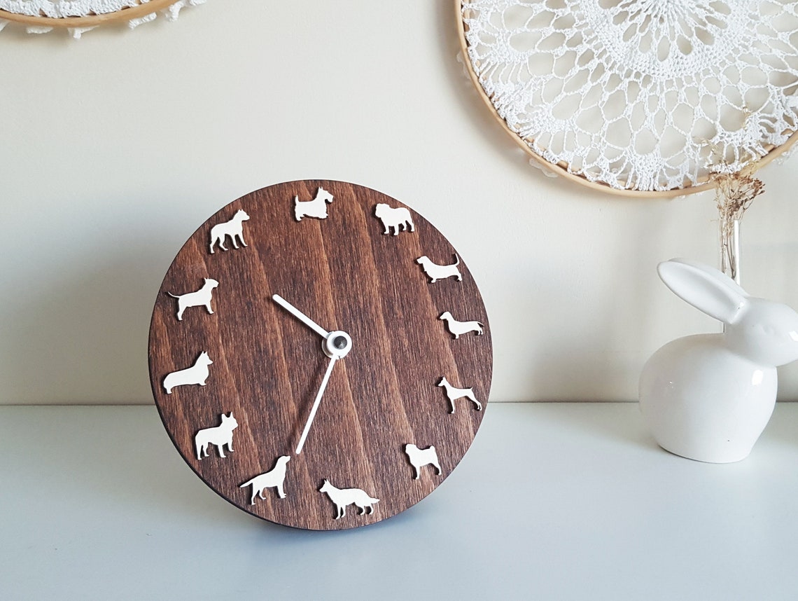Desk clock with Dogs Dog clock with different breeds Pet | Etsy