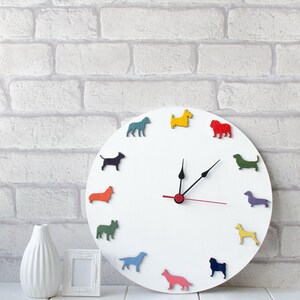 White Clock With Colored Dogs Wall Hanging Color Clock Eco - Etsy