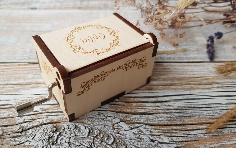 Personalized Wood Music Box Wooden Box With Name in Rustic - Etsy